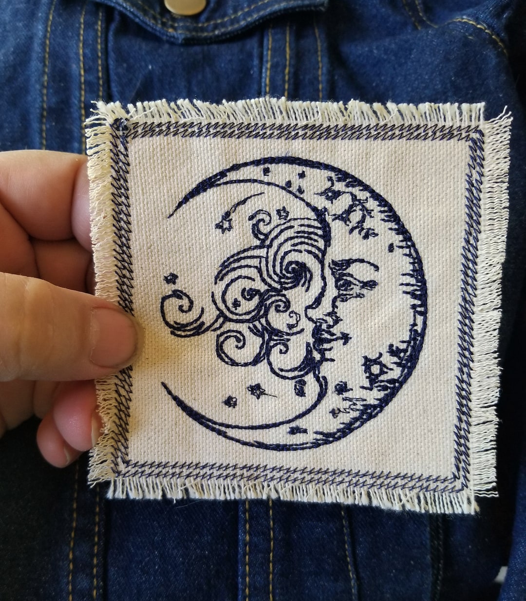 Moon Embroidered Patch Celestial Canvas Patch - Etsy