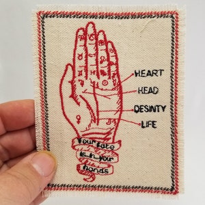 Fate in Your Hand Embroidered Patch Canvas Patch Mystic Palm Reading - Etsy