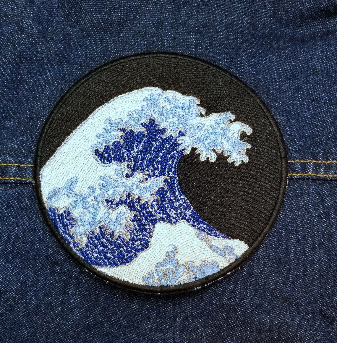 The Great Wave off Kanagawa Embroidered Patch - Back Patch Backpack ...