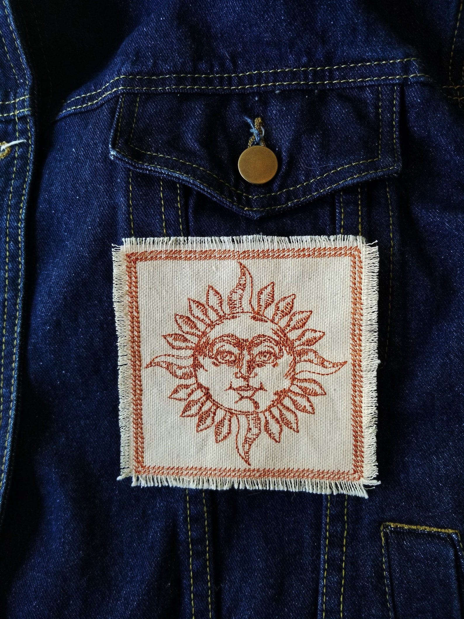 Sun Embroidered Patch Celestial Canvas Patch - Etsy