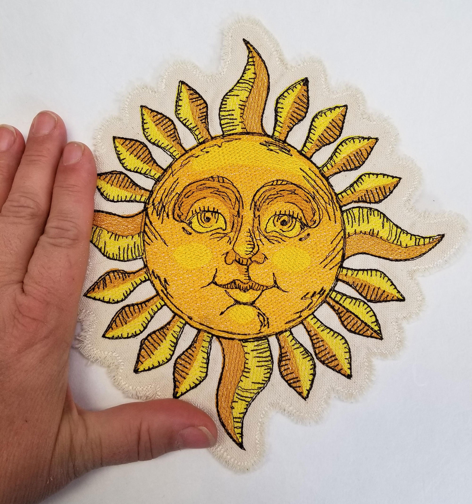 Large Back Patch Colorful Sun Embroidered Patch Celestial - Etsy