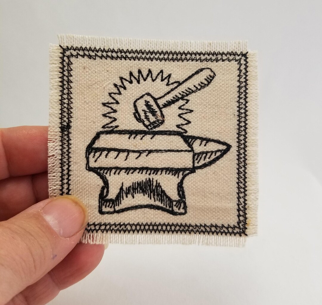 Forge Hammer and Anvil Embroidered Patch Canvas Patch - Etsy