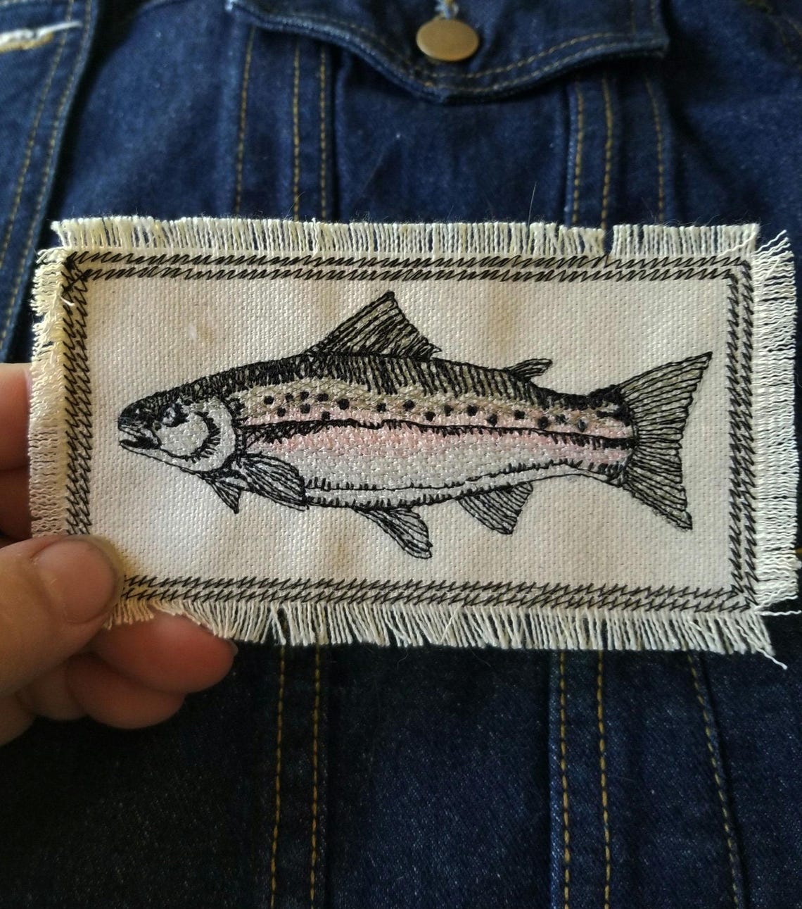 Rainbow Trout Embroidered Patch Canvas Patch - Wildlife Patch - Fishing ...