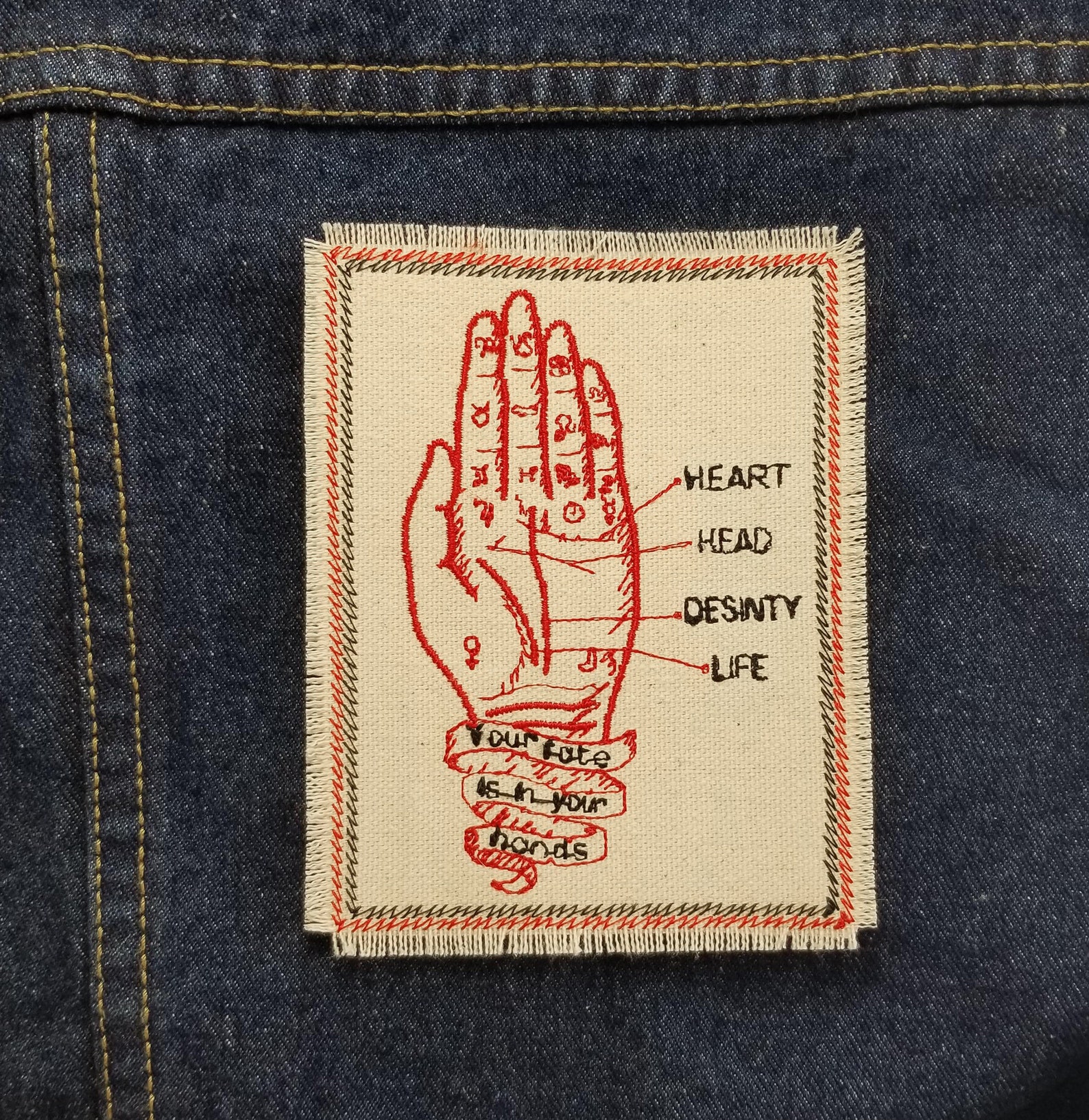 Fate in Your Hand Embroidered Patch Canvas Patch Mystic Palm | Etsy