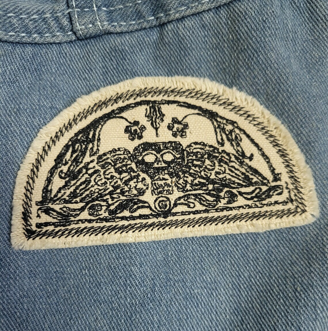 Winged Skull Grave Cemetery Tombstone Back Patch - Etsy