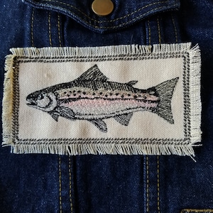 Rainbow Trout Embroidered Patch Canvas Patch - Wildlife Patch - Fishing ...