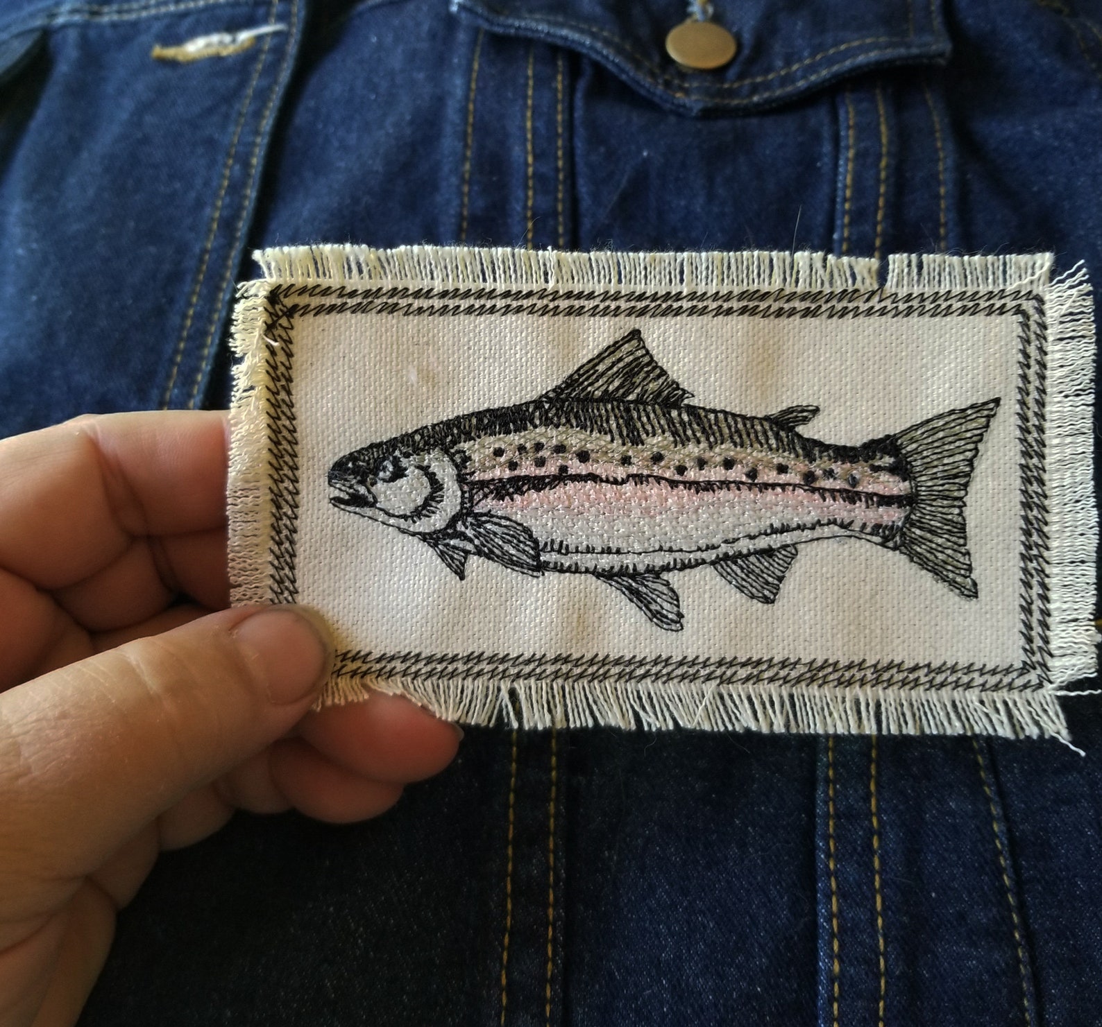 Rainbow Trout Embroidered Patch Canvas Patch Wildlife Patch - Etsy