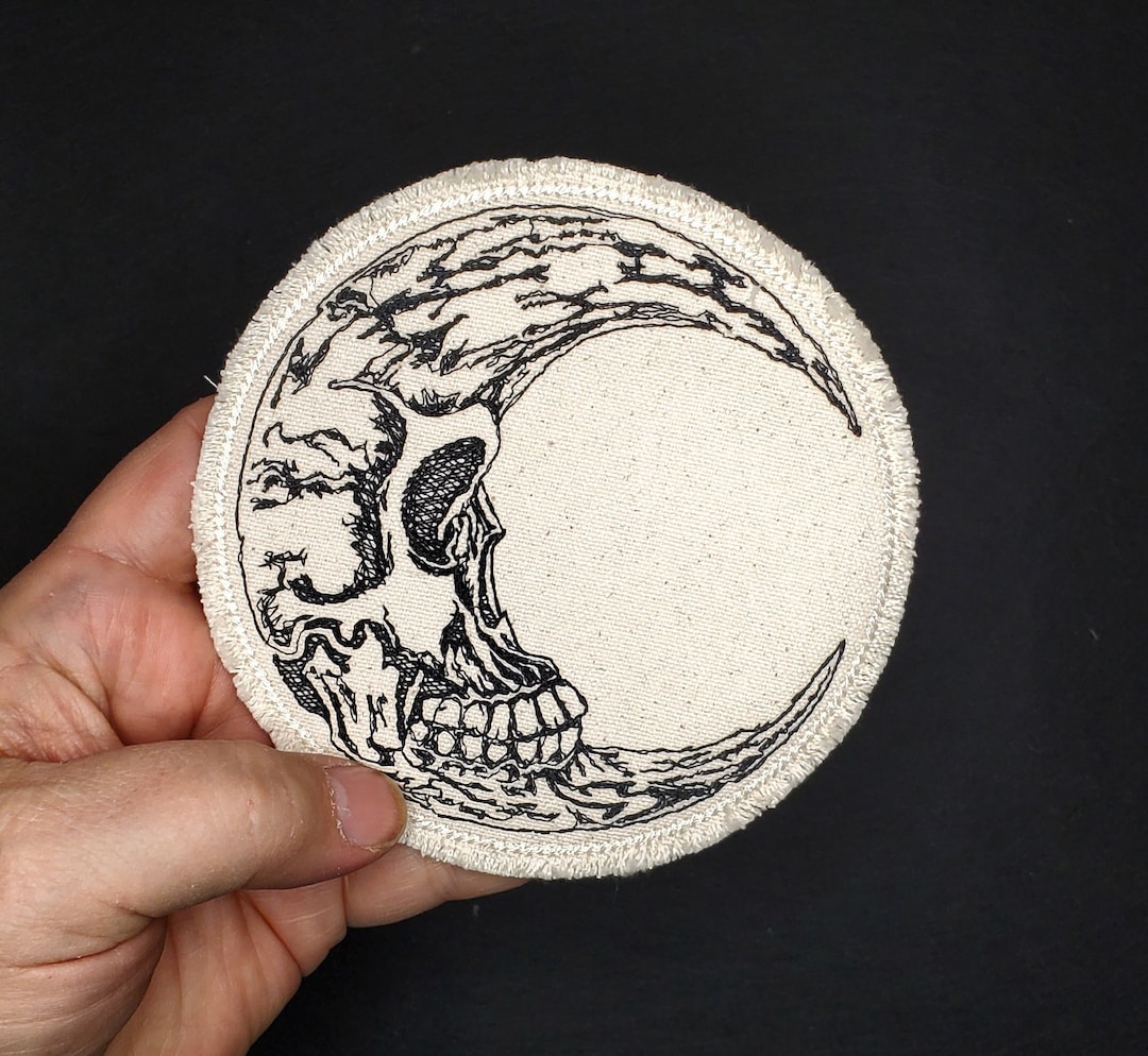 Skull Moon Embroidered Patch - Back Patch - Embroidered Patch for Your ...