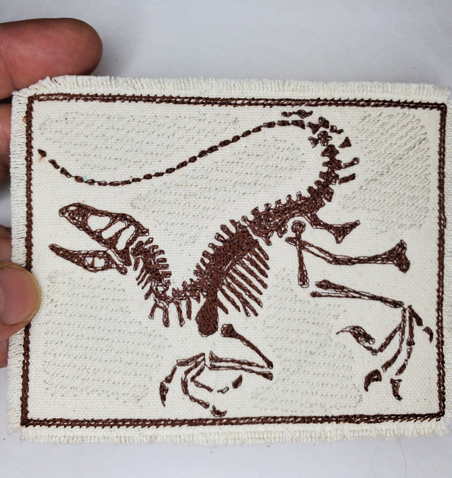 Velociraptor Fossil Embroidered Canvas Patch - Back Pack Patch - Patch ...