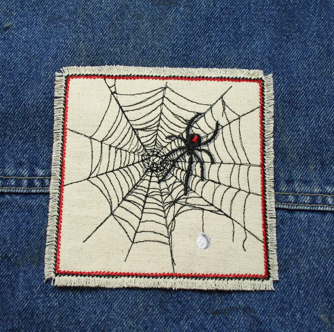 Black Widow Spider Embroidered Patch Canvas Patch Spider Web | Etsy