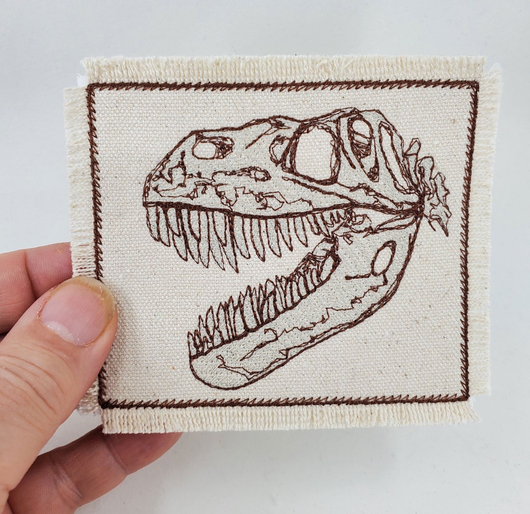 Tyrannosaurus Rex Fossil Embroidered Canvas Patch - Back Pack Patch ...