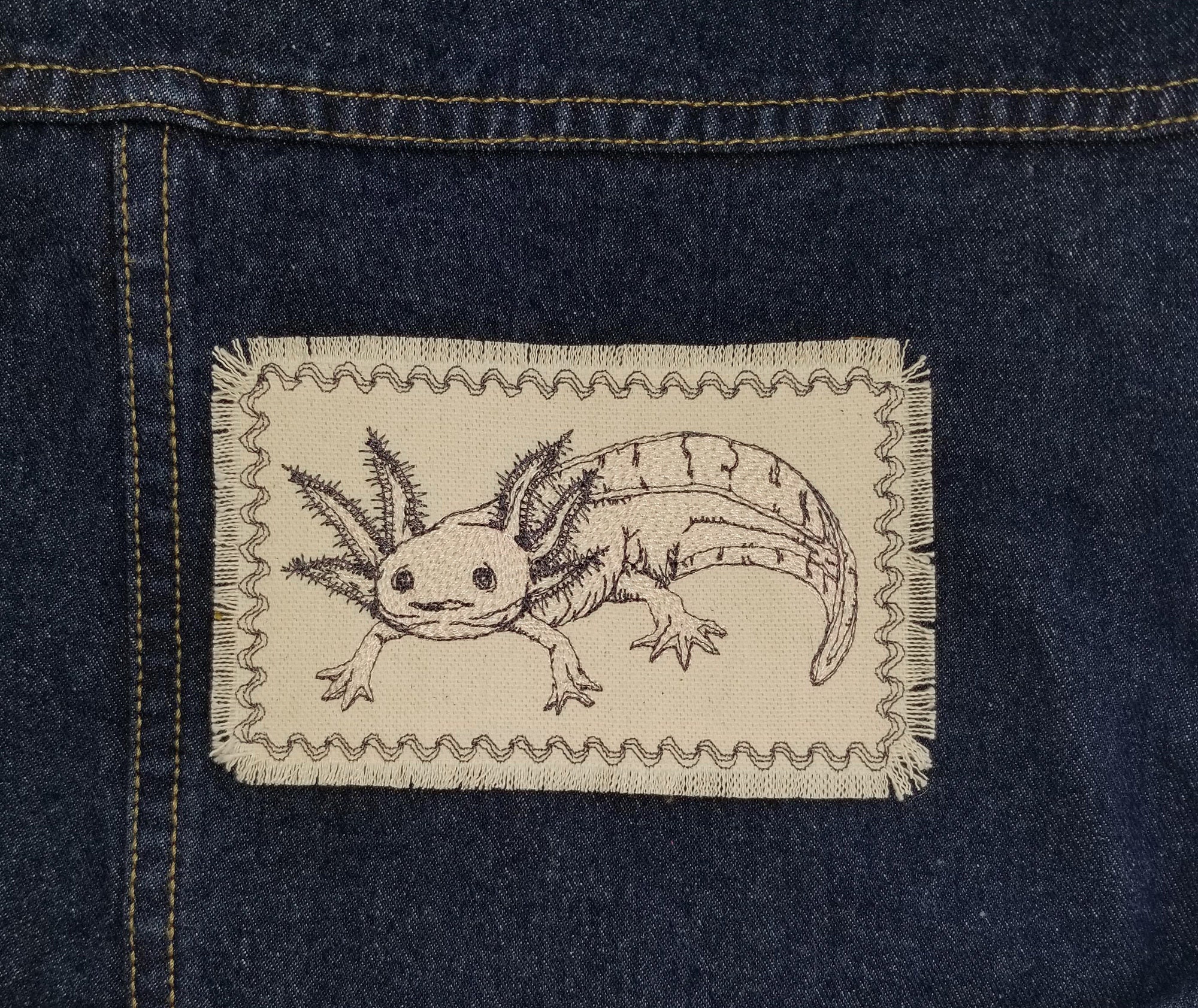 Axolotl Embroidered Patch Canvas Patch Pink Leucistic - Etsy