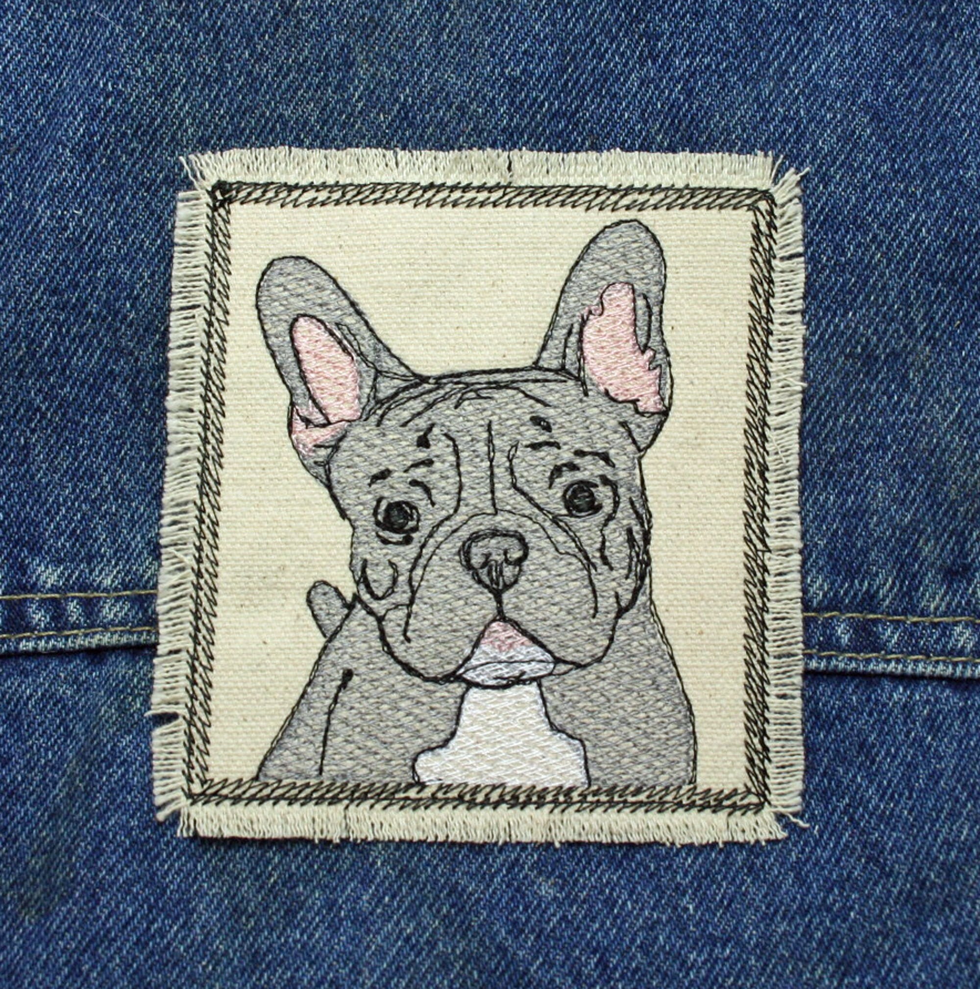 Blue Frenchie French Bulldog Puppy Embroidered Patch - Etsy