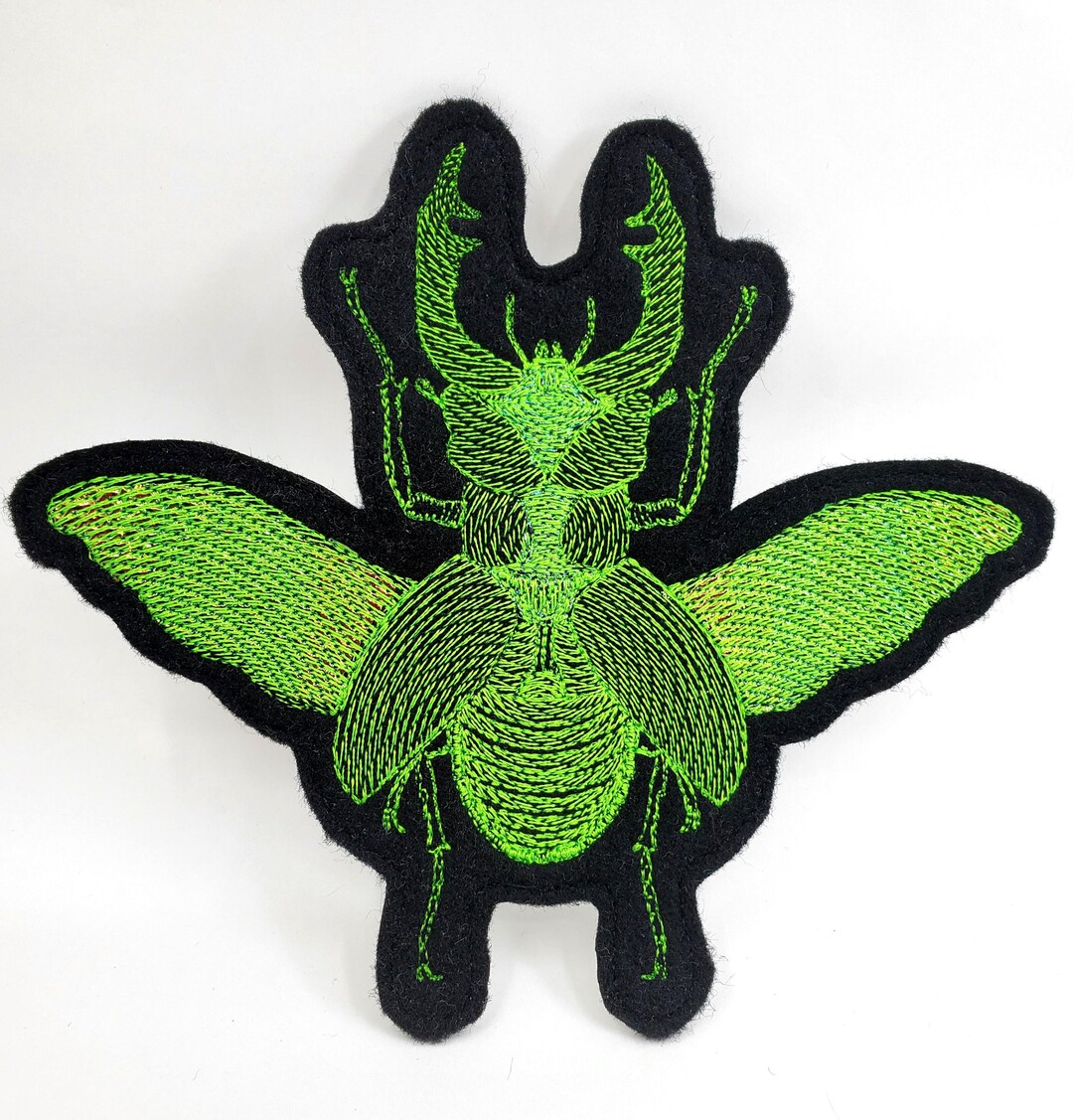 Large Stag Beetle Embroidered Patch Canvas Patch - Back Pack Patch - Patch Jacket - Etsy