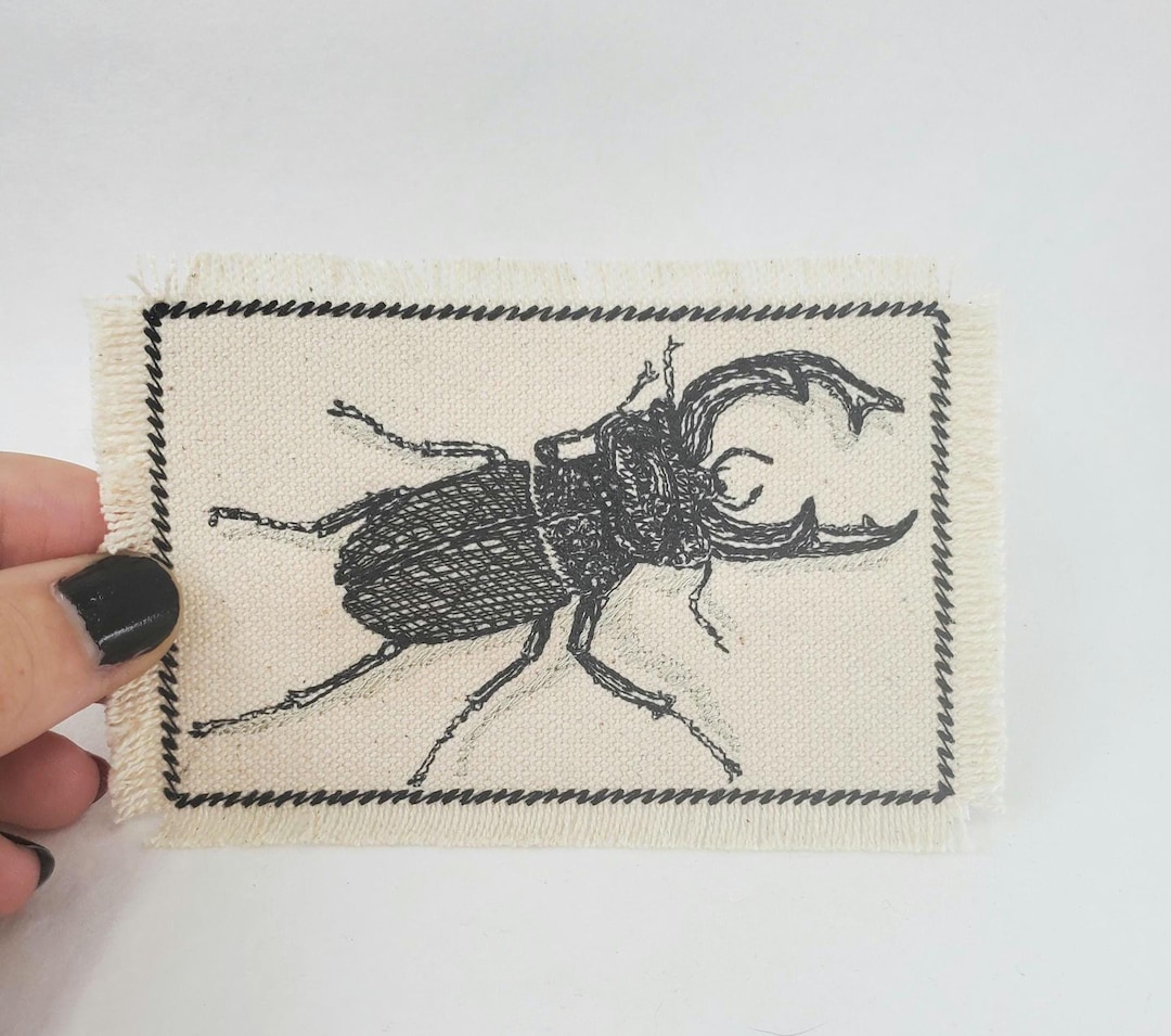 Stag Beetle Creeping Embroidered Patch Canvas Patch - Backpack Patch ...
