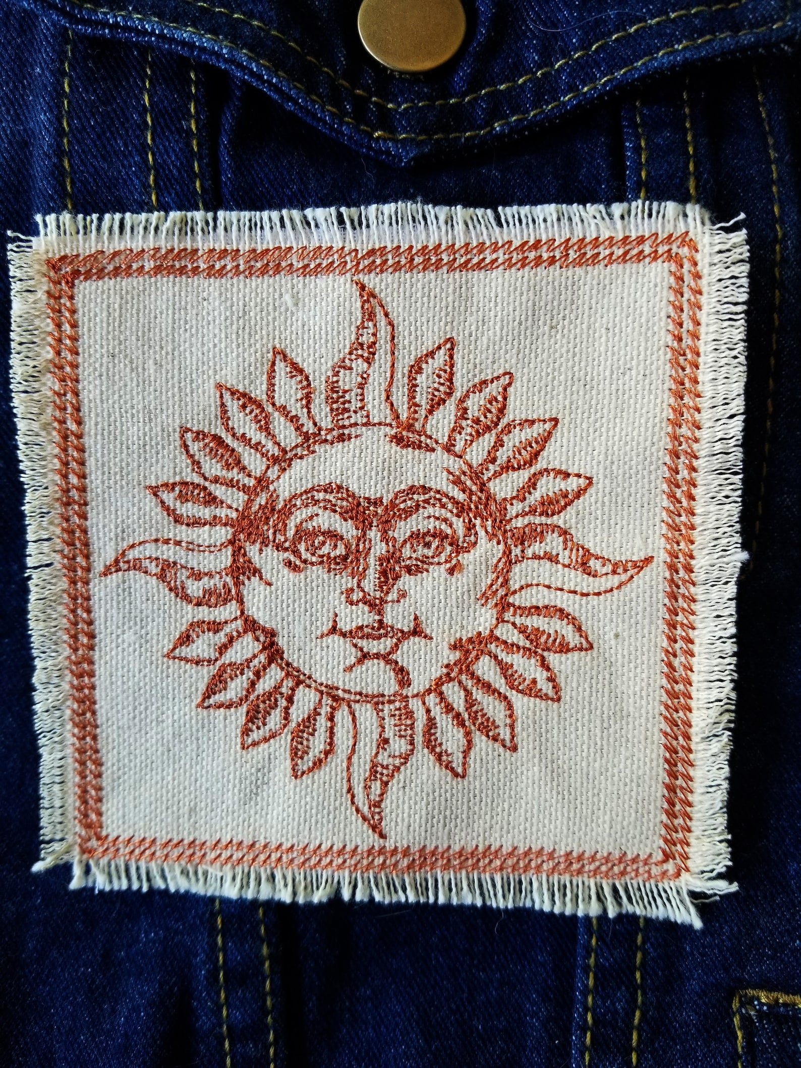 Sun Embroidered Patch Celestial Canvas Patch - Etsy