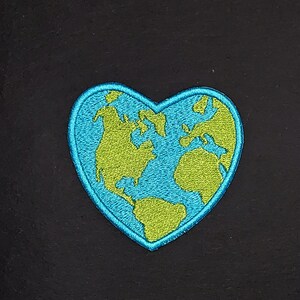 Heart Shaped World Map Iron on Embroidered Patch - Patch for Your Jeans ...