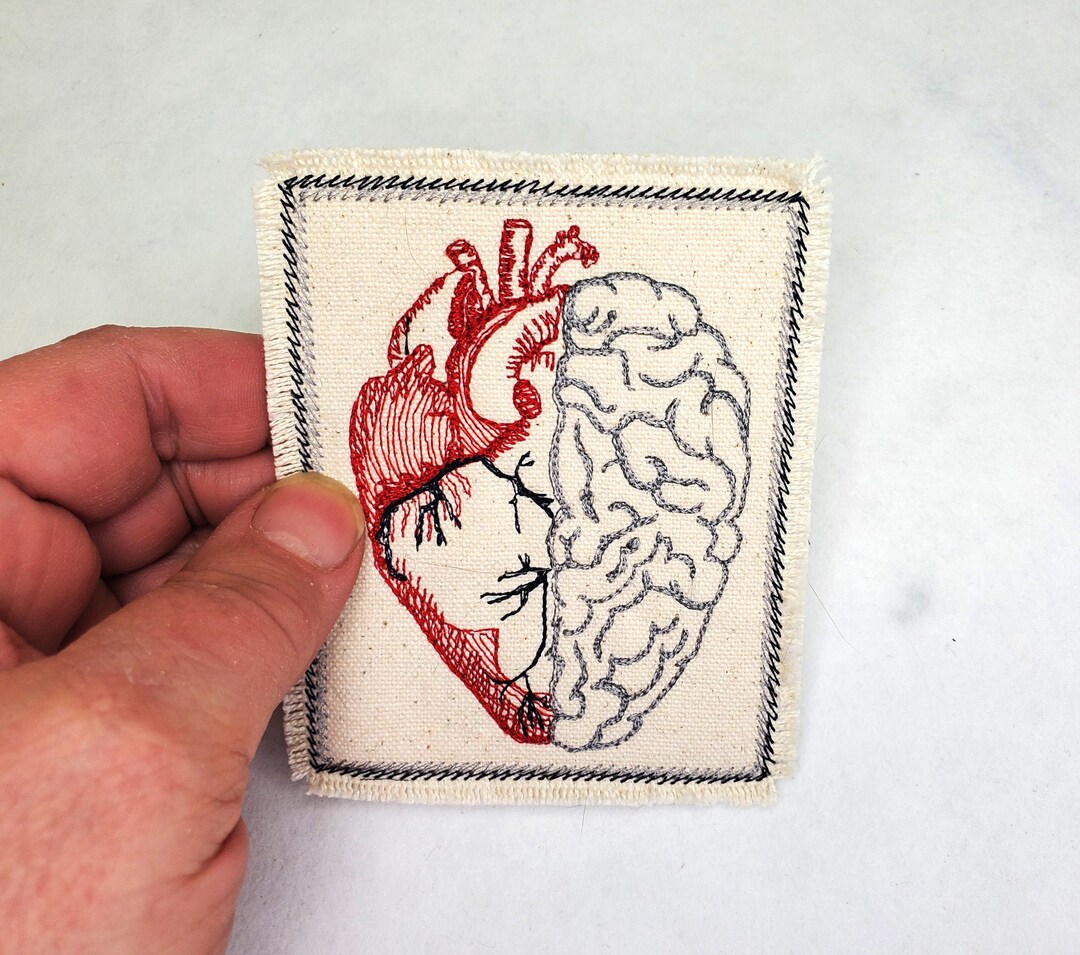 Anatomical Heart/ Brain Embroidered Patch Canvas Patch - Etsy