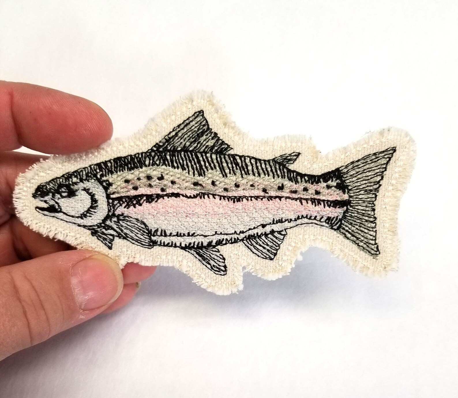 Rainbow Trout Embroidered Patch Canvas Patch | Etsy