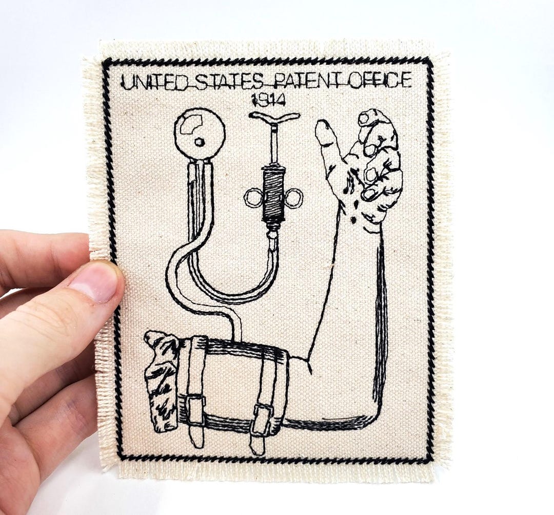 Vintage Blueprint Blood Pressure Embroidered Patch Canvas Patch 1914 ...