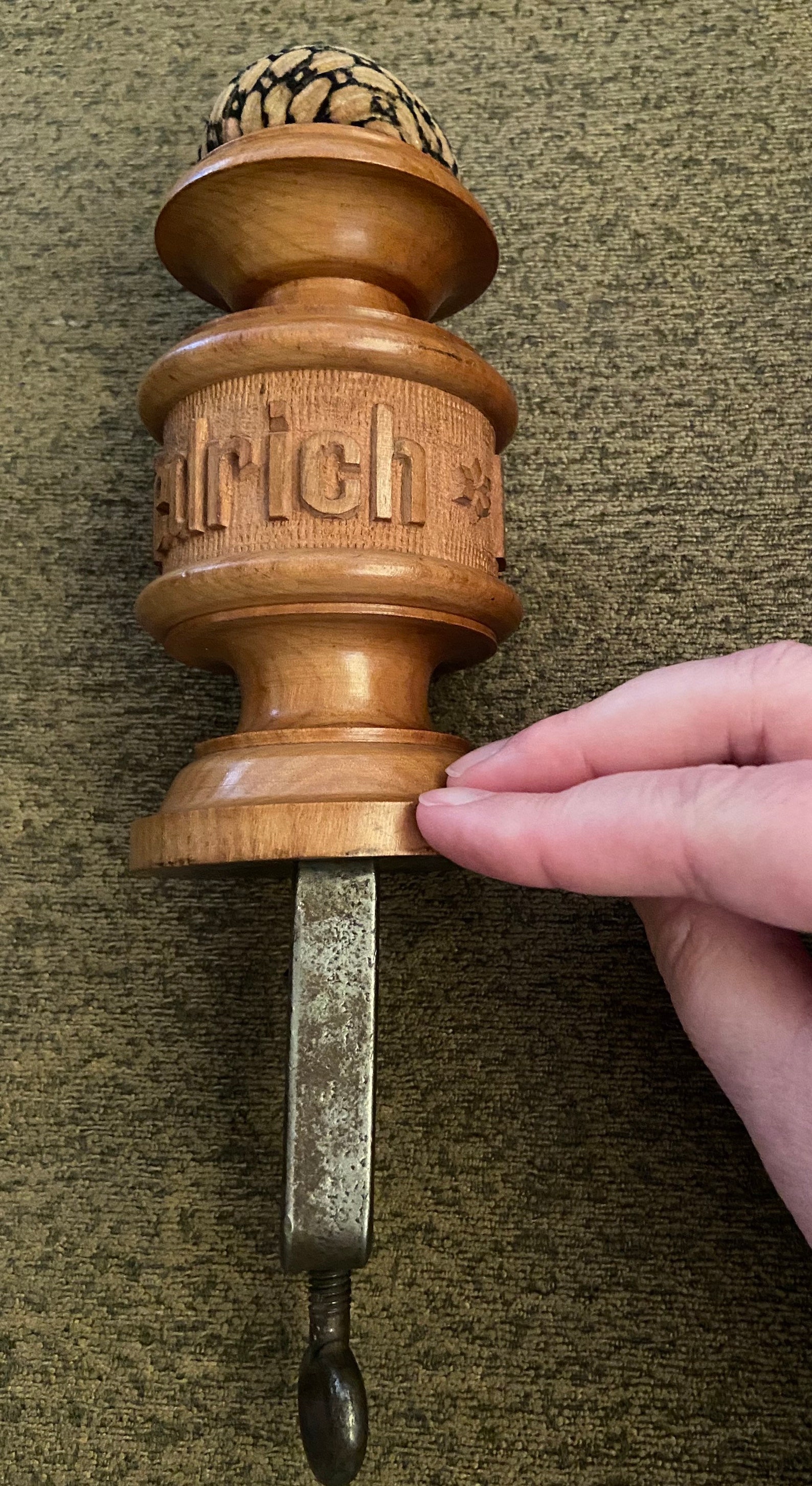 Wooden Sewing Clamp Pin Cushion With Carved Name Elisabeth Diedrich. - Etsy