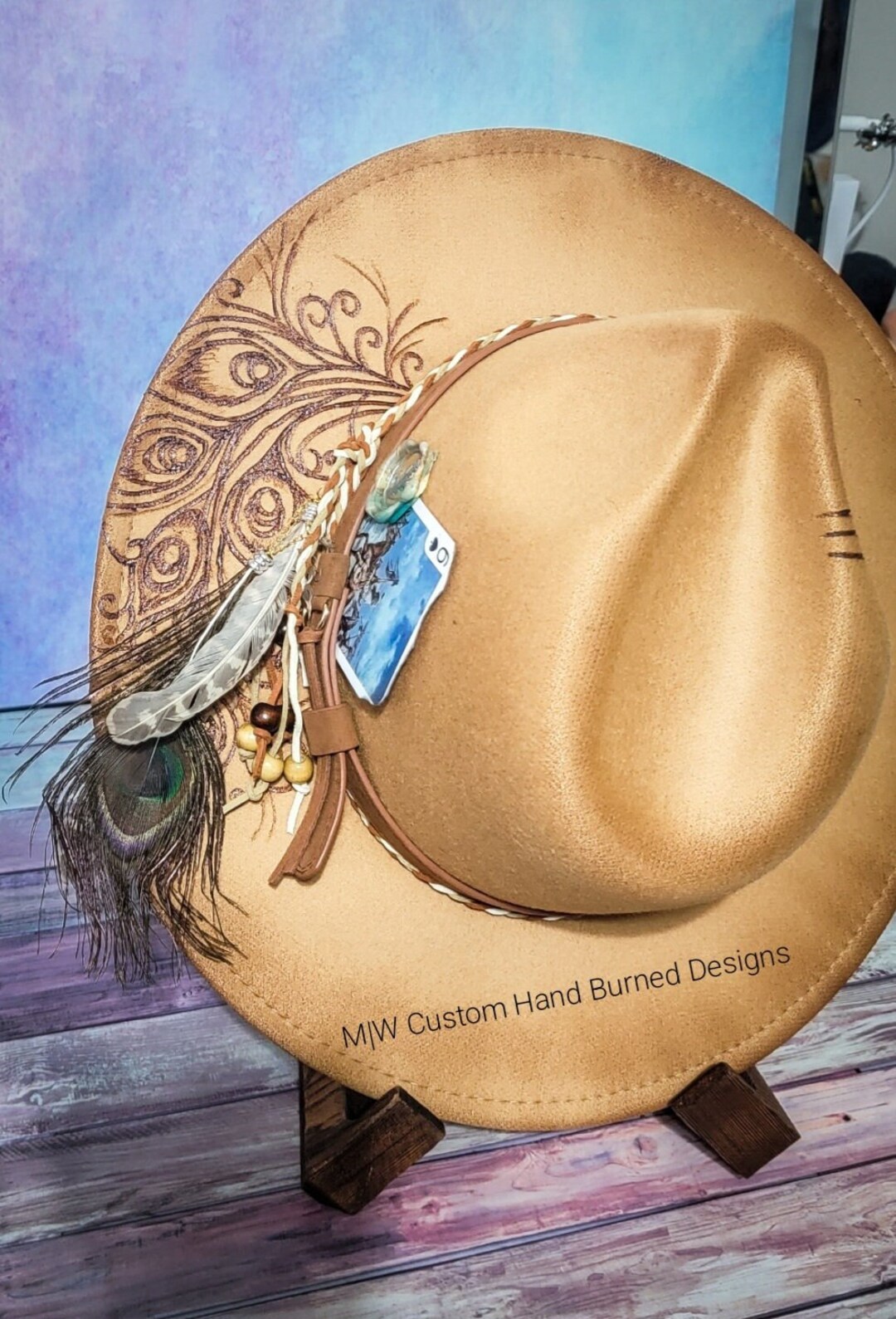 Custom Hand Burned Hat Peacocks - Etsy