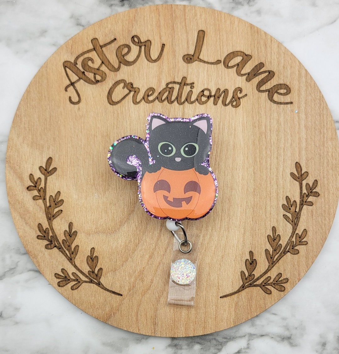 Black Cat Badge Reel, Halloween Badge Reel, Pumpkin Badge Reel, Cute ...