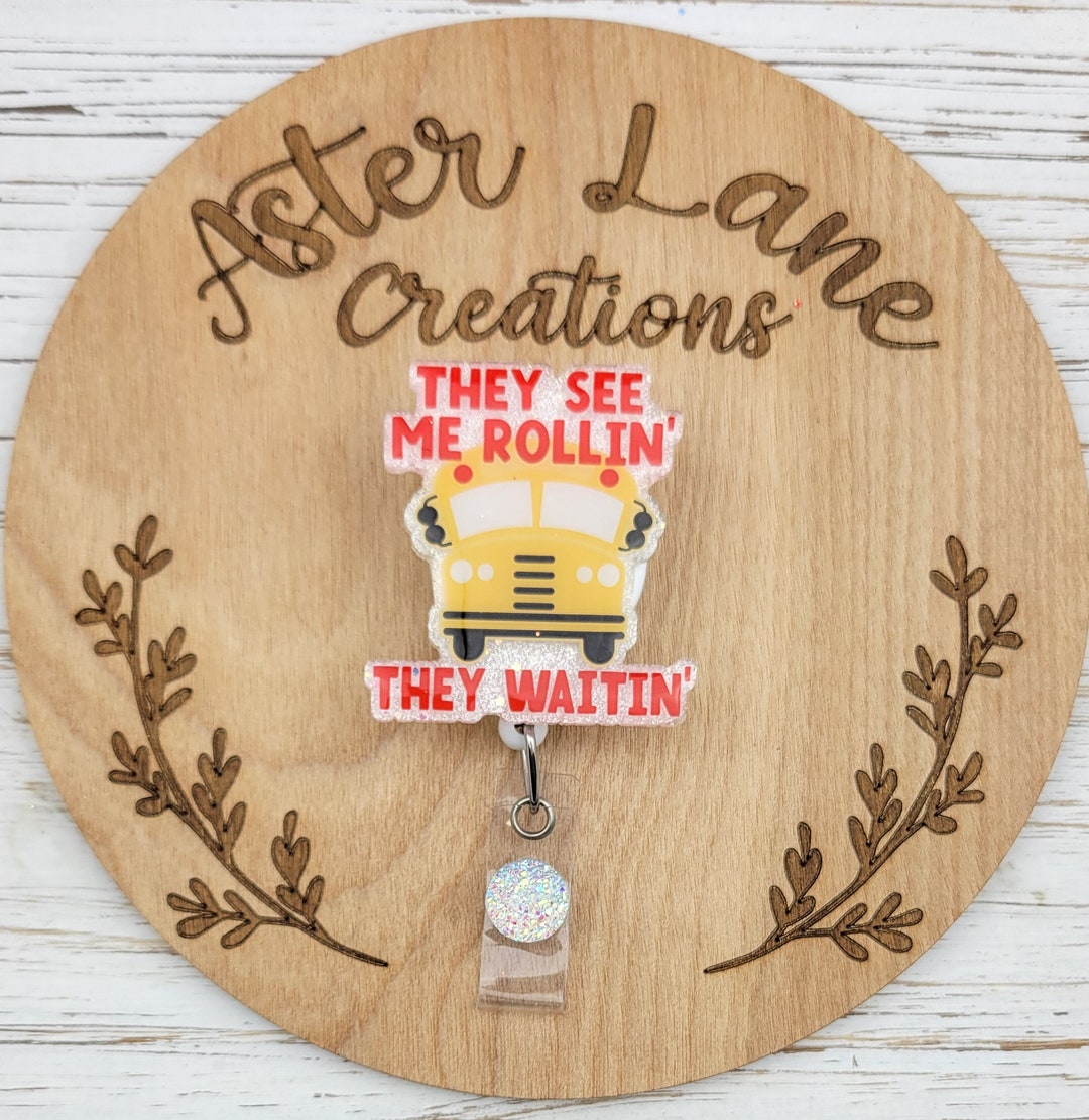 School Bus Badge Reel, School Bus Driver Gift, Cute School Bus, Teacher ...