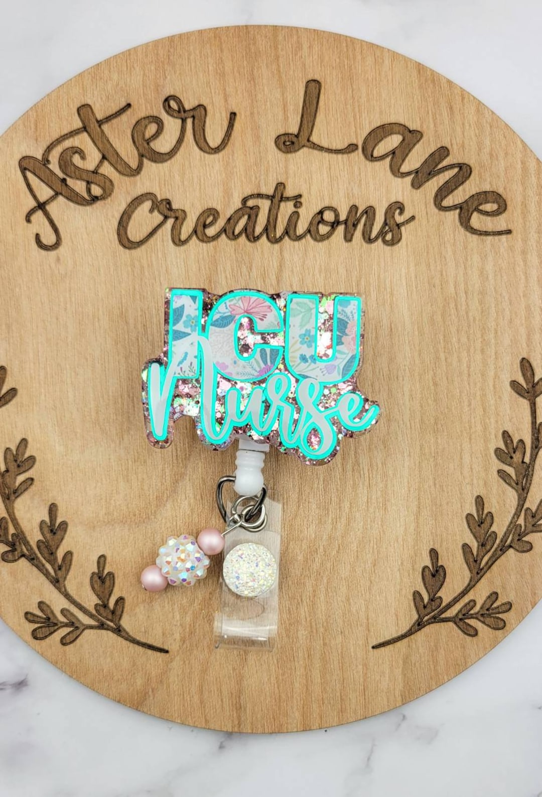 ICU Nurse Badge Reel, ICU Nurse Gift, Glitter Badge Reel, Cute Badge ...