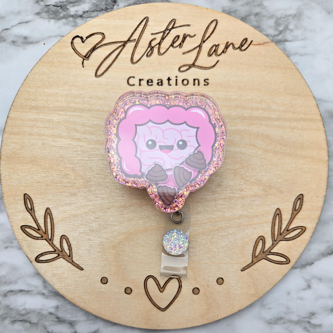 Intestines Shaker Badge Reel, Poop Badge Reel, Stomach Badge Reel, Cute ...