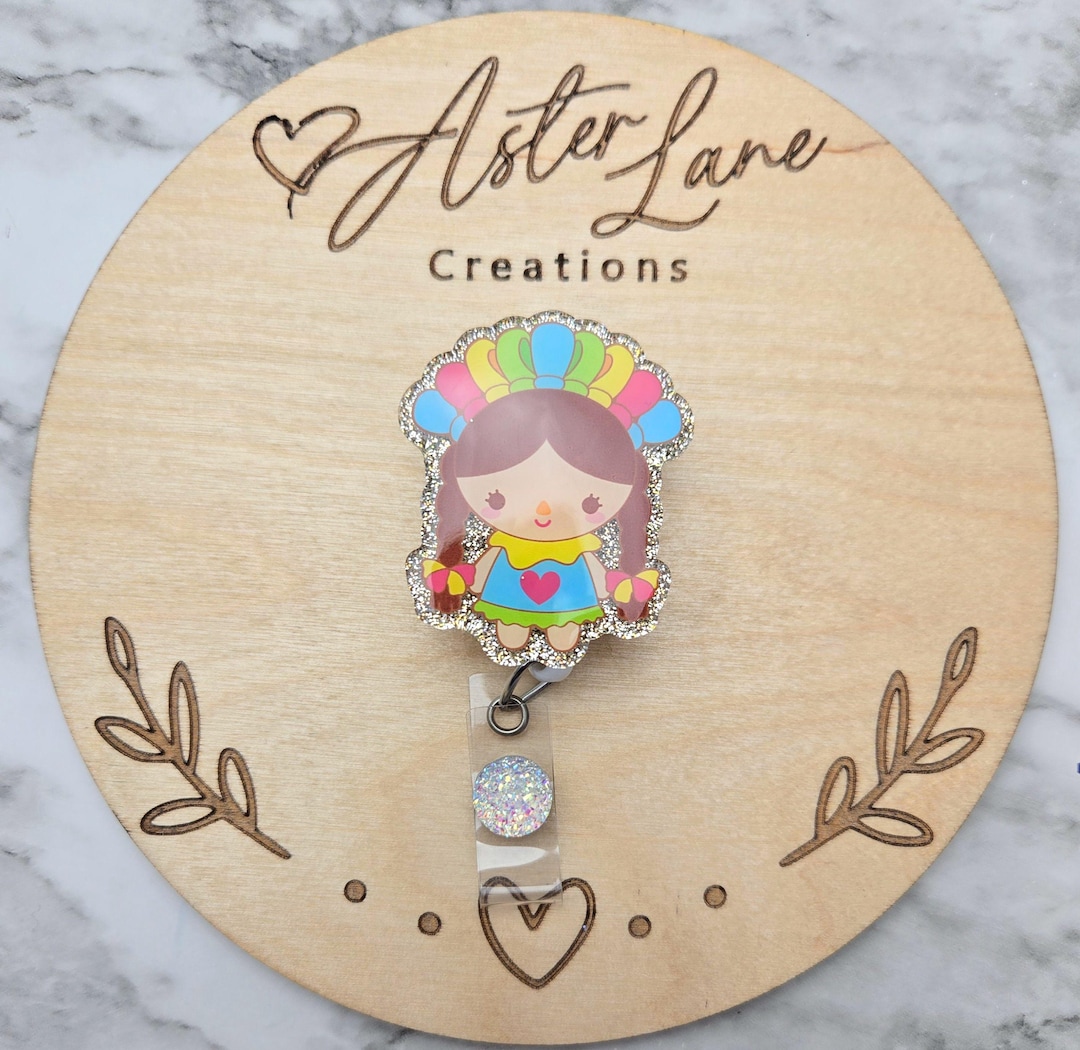 Mini Muneca Badge Reel, Cute Badge Reel, Hispanic Badge Reel, Spanish ...