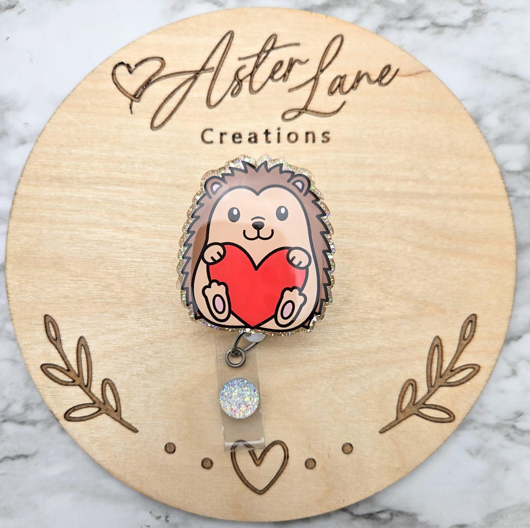 Hedgehog Badge Reel, Cute Animal Badge Reel, Hedgehog Gift, Valentine ...
