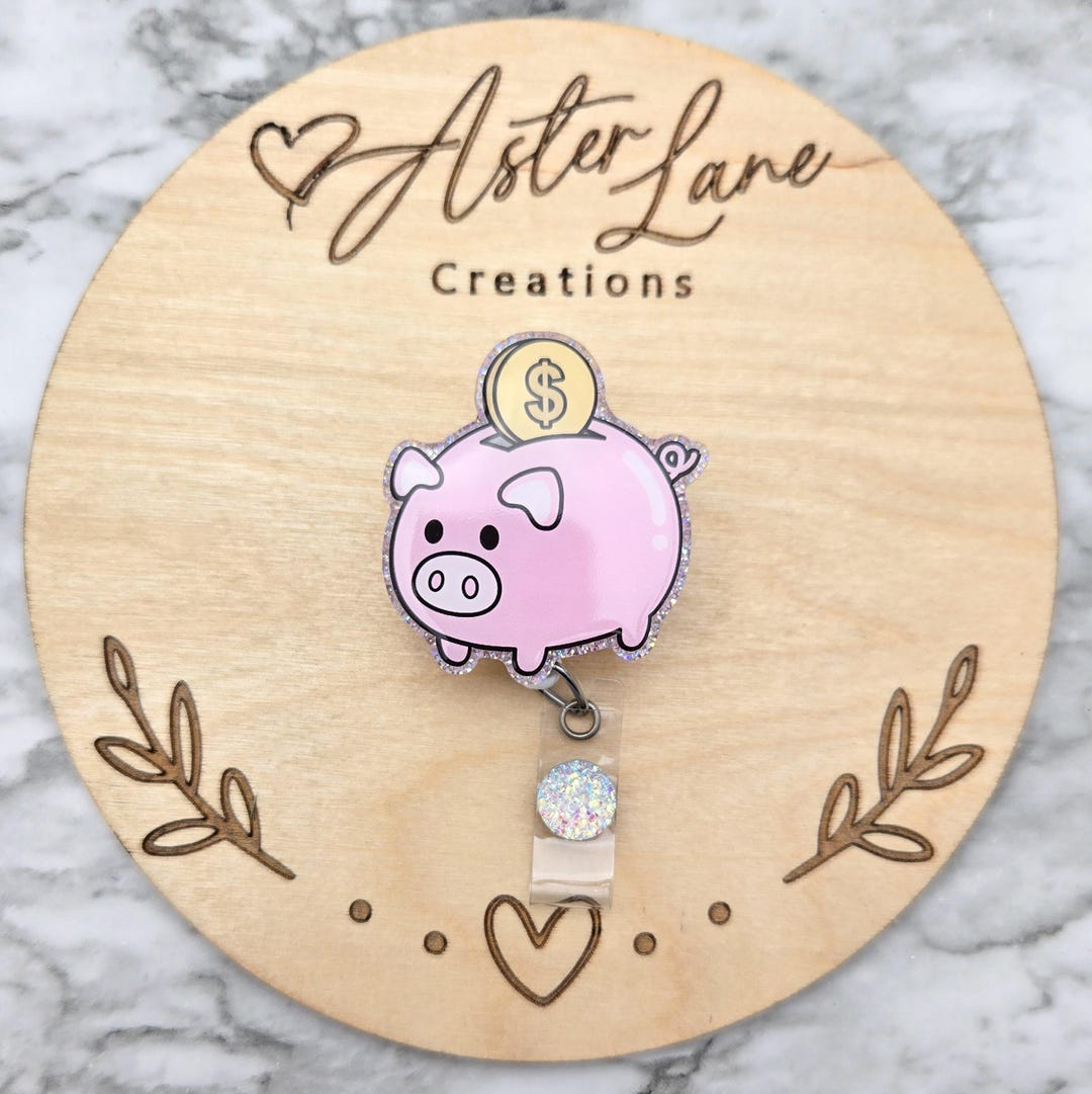 Bank Badge Reel, Bank Gift, Piggy Badge Reel, Cute Piggy Bank, Banker ...
