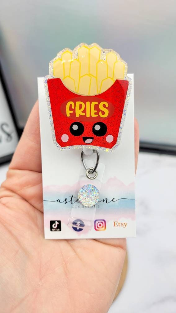 Fries Badge Reel, Cute Food Badge Reel, Fast Food Badge Reel, Cute ...