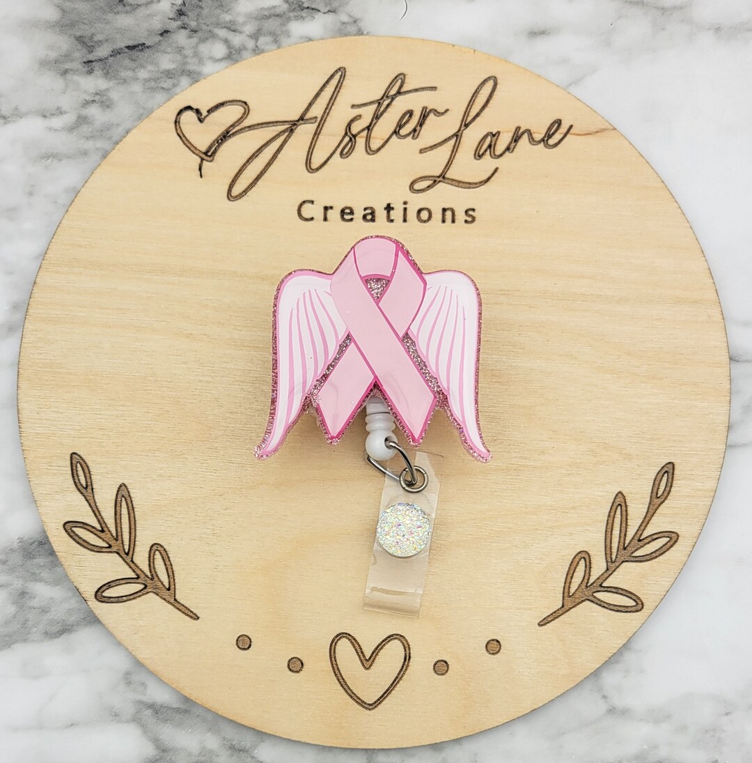 Breast Cancer Awareness Badge Reel, in Memory of Badge Reel, Pink Badge ...