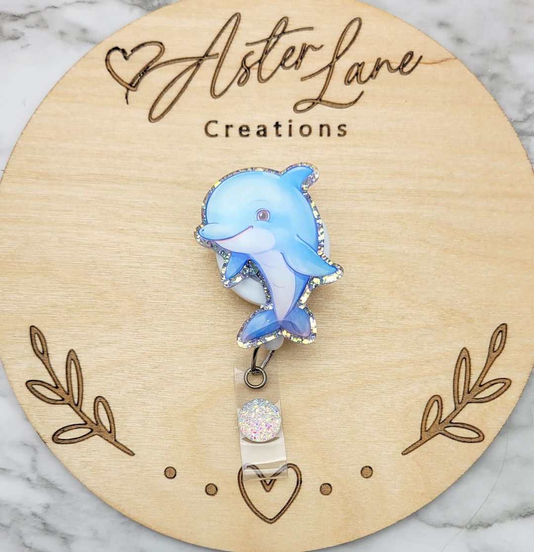 Dolphin Badge Reel, Sea Turtle, Ocean Badge Reel, Cute Animal Badge ...
