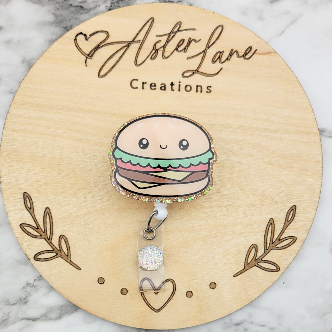 Hamburger Badge Reel, Cute Food Badge Reel, Cute Food Gift, Lunch ...