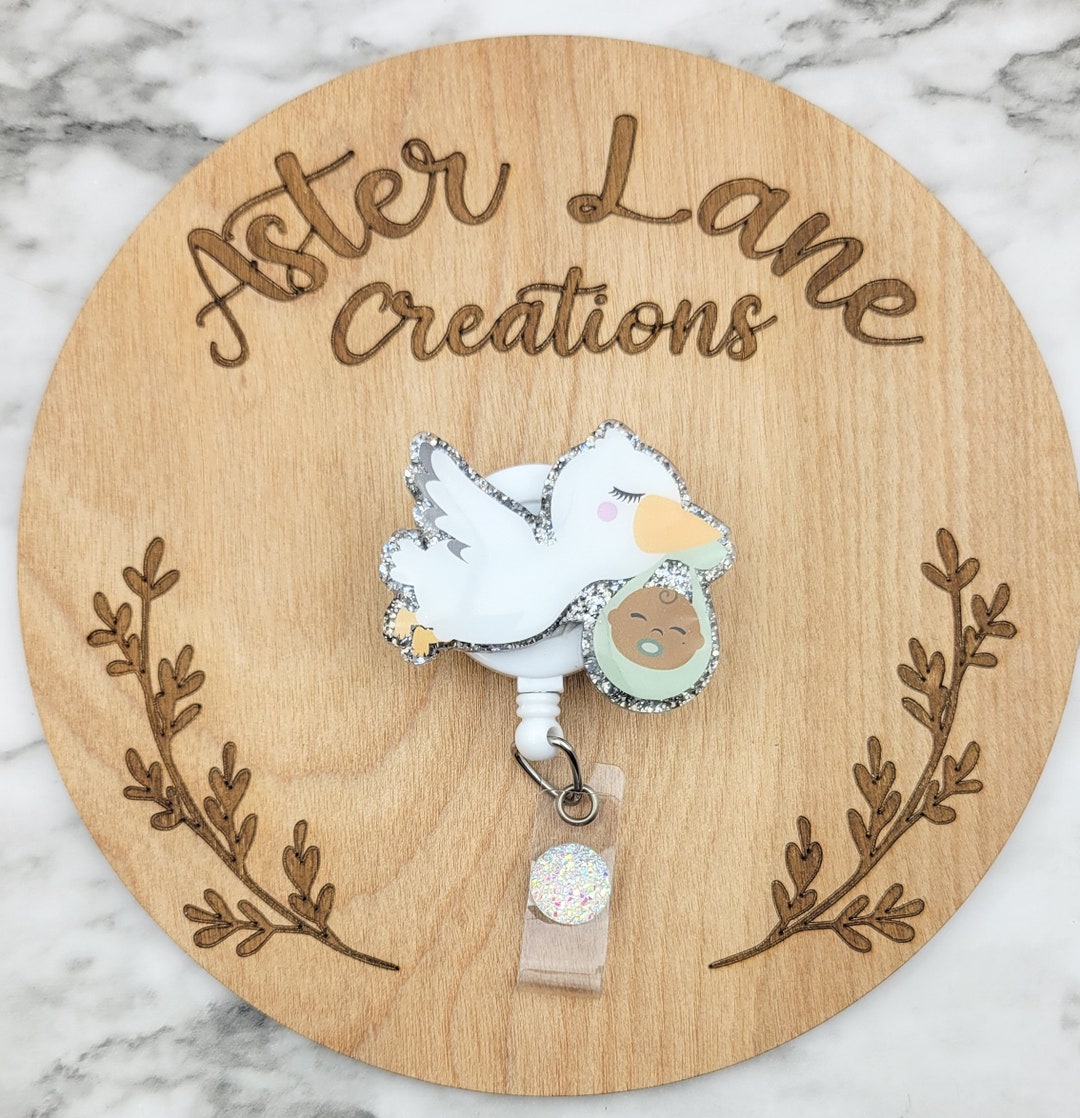 Stork Badge Reel, Labor and Delivery Badge Reel, Baby Nurse Badge Reel ...