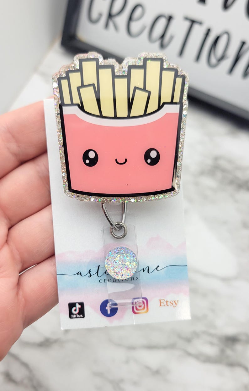 French Fry Badge Reel, Cute Food Badge Reel, Restaurant Badge Reel, ID ...