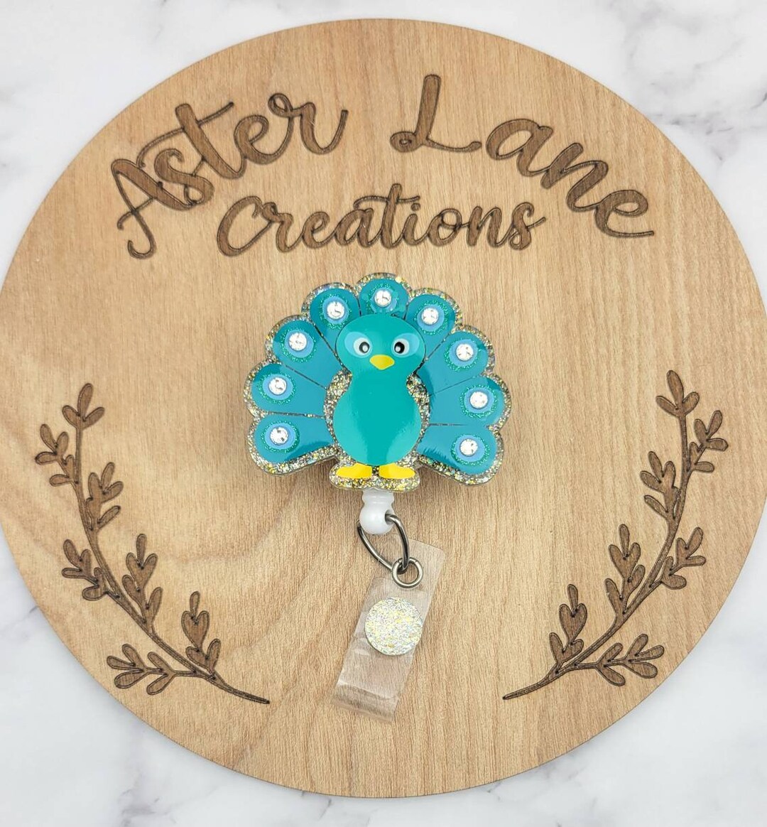 Peacock Badge Reel, Cute Animal Badge Reel, Animal Gift, Peacock Gift ...