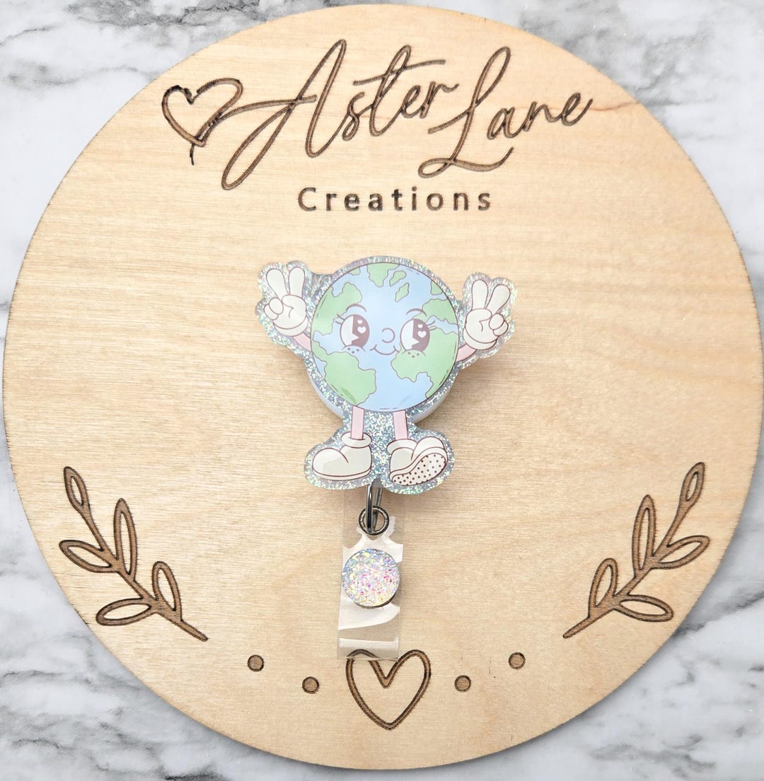 Earth Badge Reel, Plant Earth, Earth Day, Co Worker Gift, Nature Badge ...