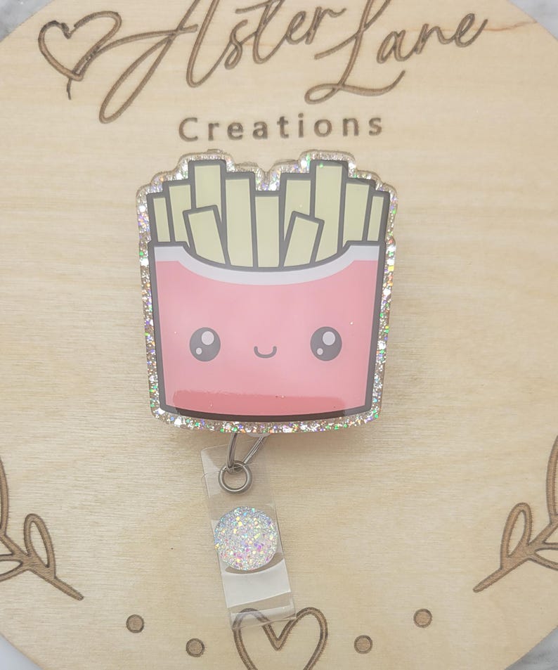 French Fry Badge Reel, Cute Food Badge Reel, Restaurant Badge Reel, ID ...