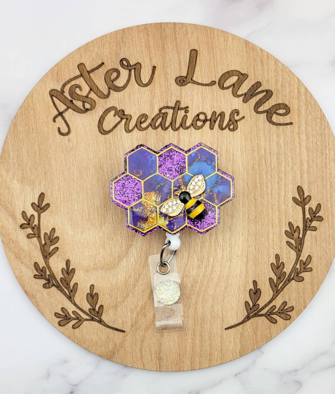 Bee Badge Reel, Cute Bee Badge Reel, Bee Gift, Badge Reel, Purple Badge ...