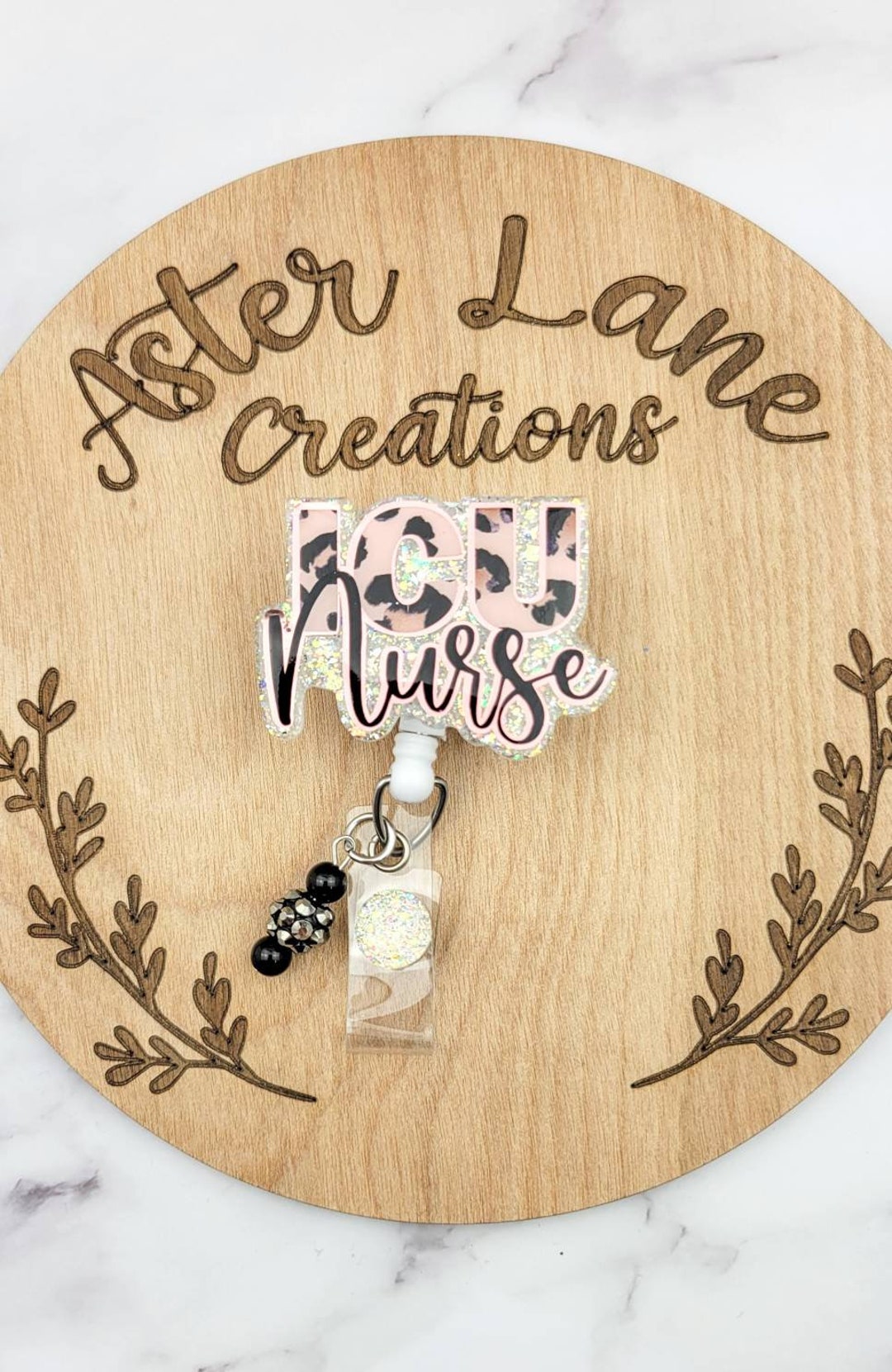 ICU Nurse Badge Reel, ICU Nurse Gift, Glitter Badge Reel, Cute Badge ...