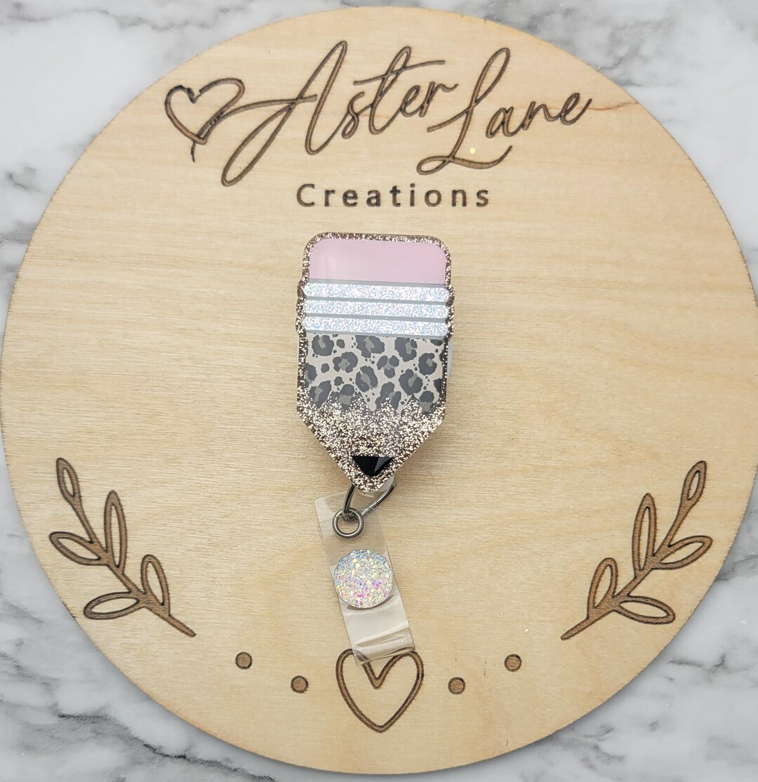Pencil Badge Reel, Teacher Badge Reel, Student Teacher Gift, Glitter ...