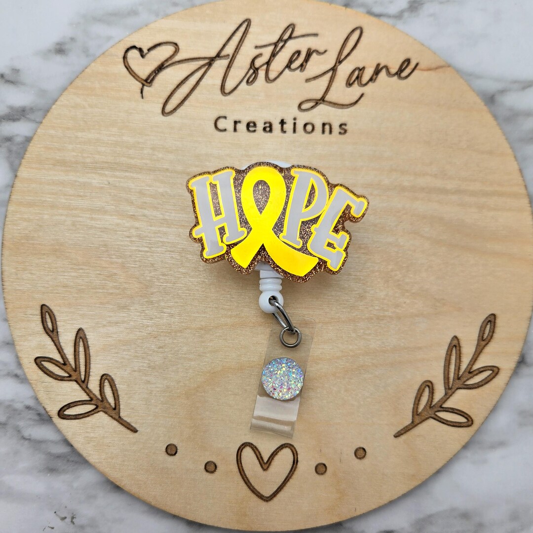 Childhood Cancer Awareness Badge Reel, Survivor Badge Reel, Gold Ribbon ...