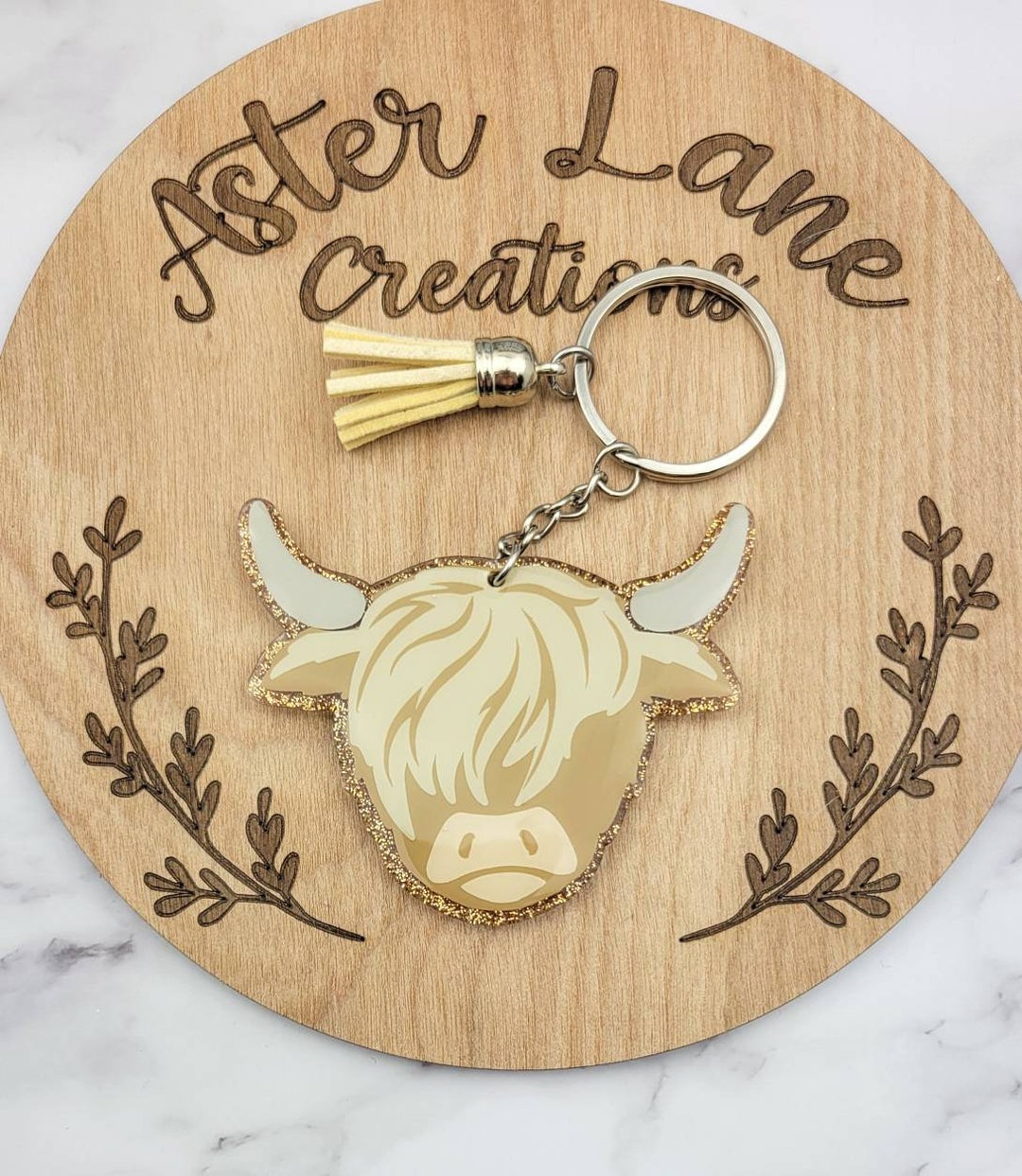 Highland Cow Keychain, Highland Cow Gift, Cute Keychain, Glitter ...