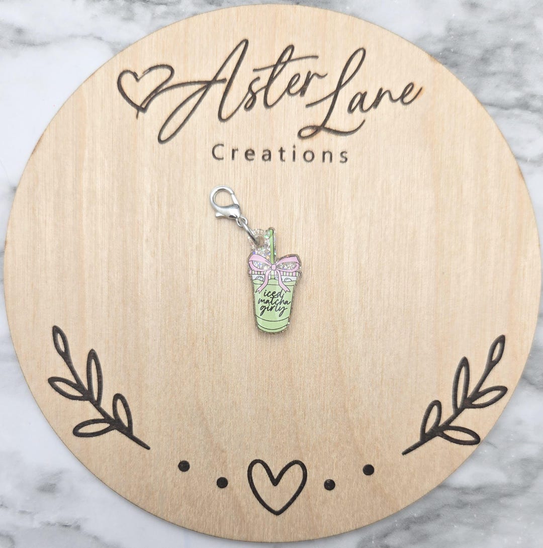 Badge Reel Charm, Matcha Charm, Teacher Charm, Glitter Charm, Badge ...