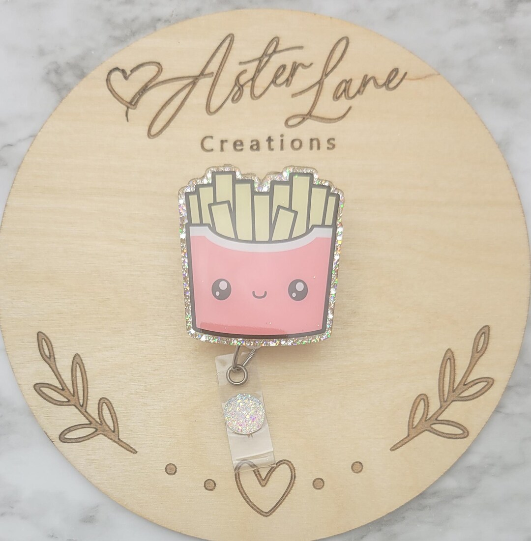 French Fry Badge Reel, Cute Food Badge Reel, Restaurant Badge Reel, ID ...
