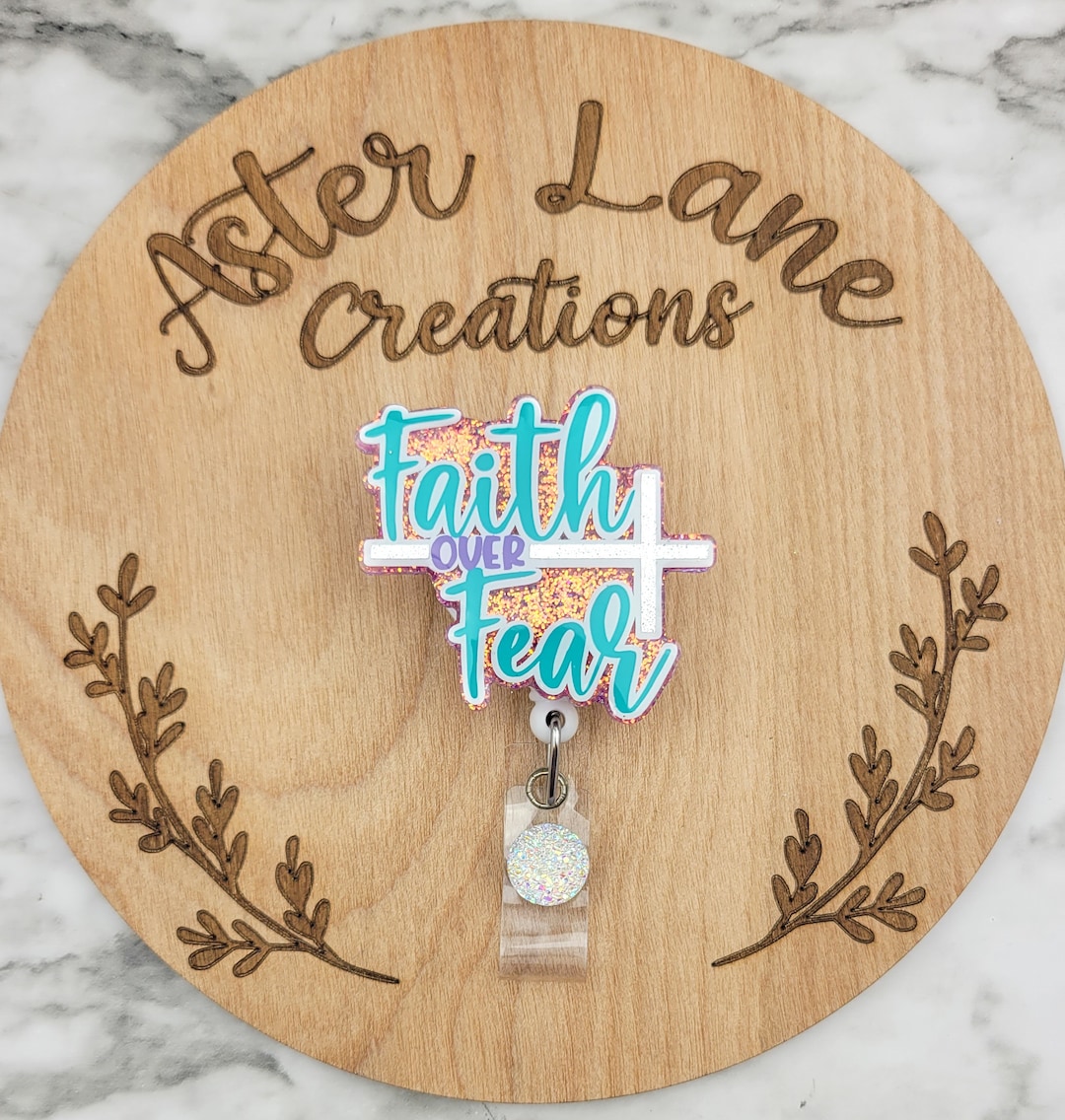Faith Over Fear Badge Reel, Faith Badge Reel, Cross Badge Reel, Cute ...